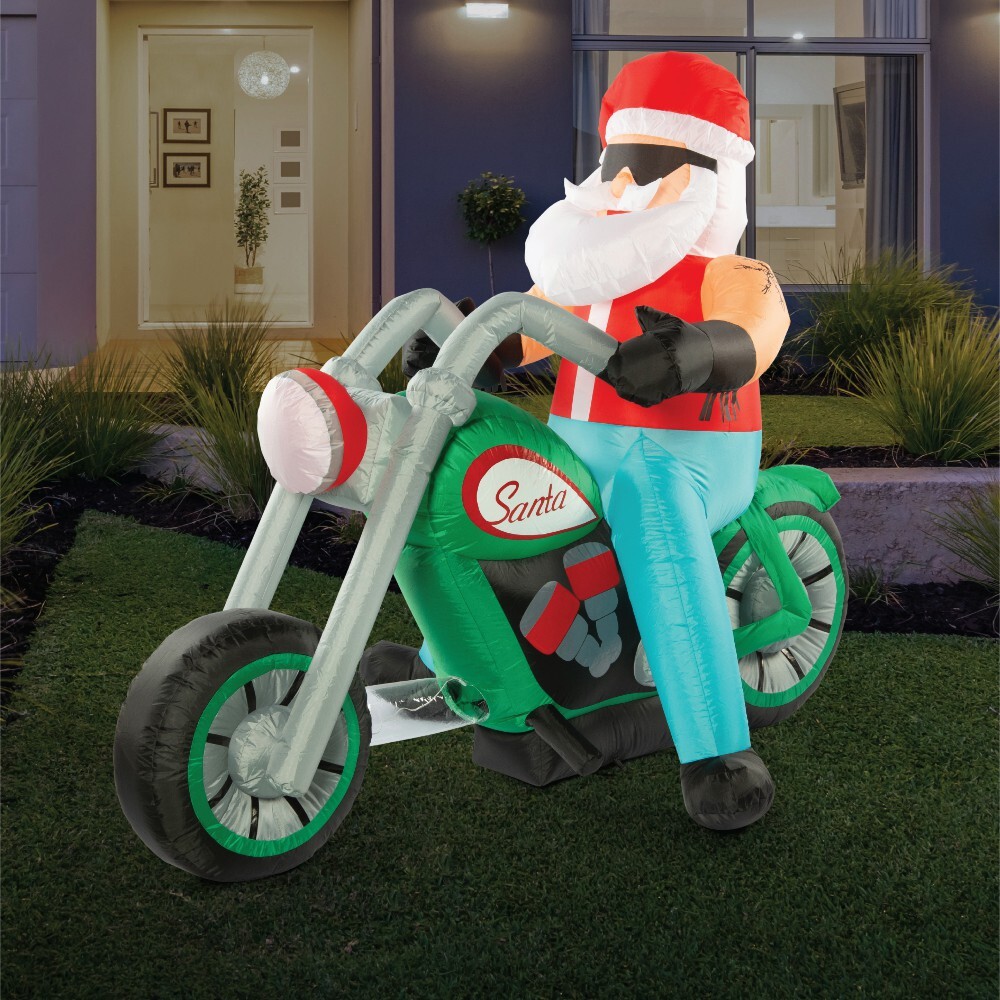 Stockholm Christmas Inflatables LED 1.8m Airpower Santa Bike Xmas ...
