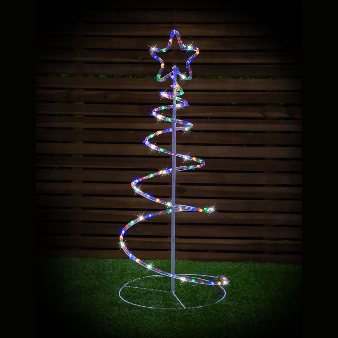 Stockholm Solar Rope Light Spiral Christmas Tree Traditional Lit Xmas ...