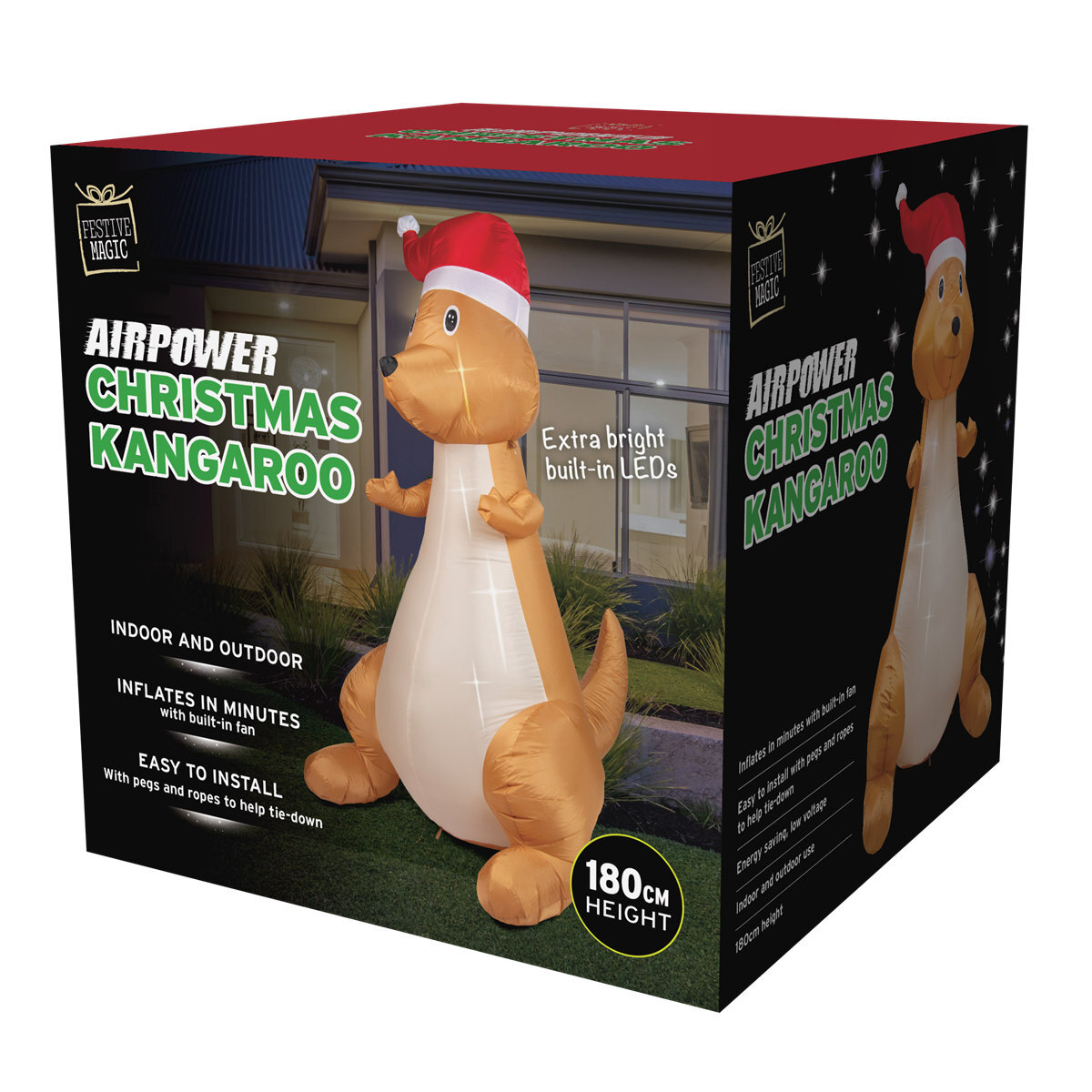 Stockholm Airpower Christmas Kangaroo Inflatable Outdoor Decor Lights ...