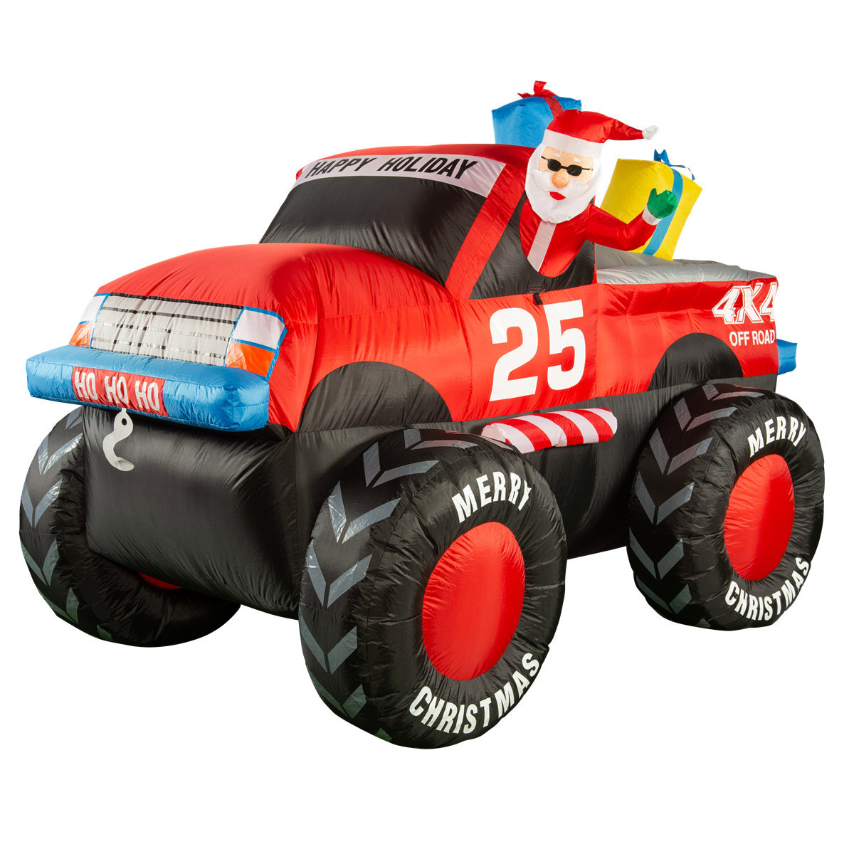 Stockholm Christmas Inflatables Airpower Santa 4x4 Big Wheels White LED ...