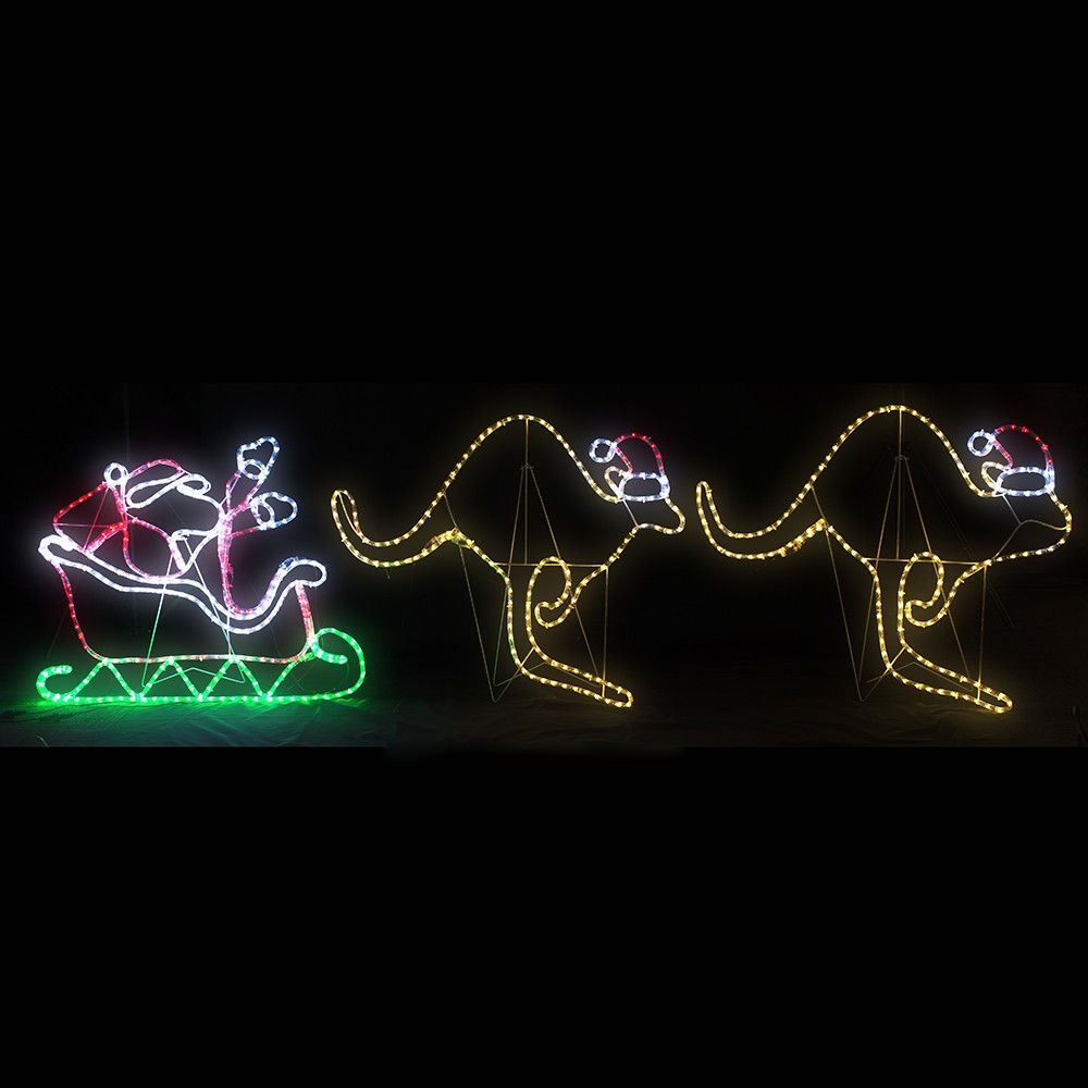 Stockholm Christmas Lights Ropelight LED Motif Santa Sleigh 2 Kangroos ...